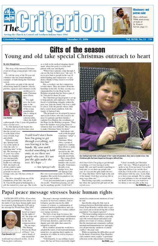 Archindy.org: The Criterion Online Edition - December 15, 2006